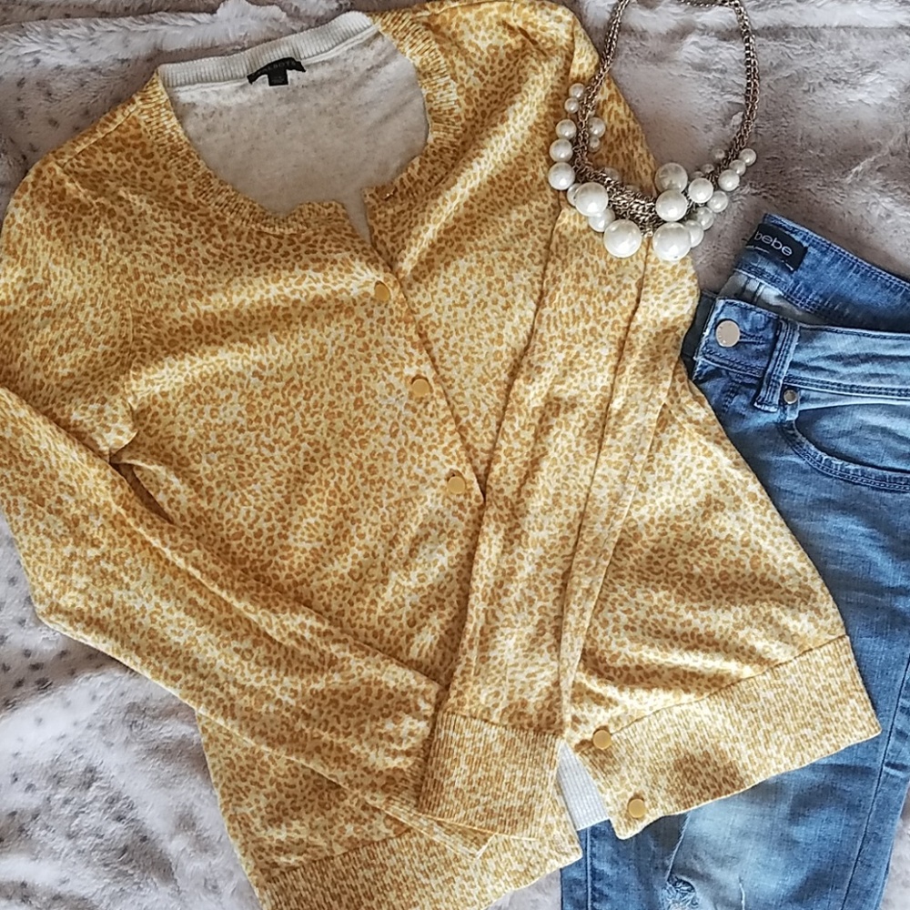 Talbots Charming Cardigan In Marigold Animal Print - Gem